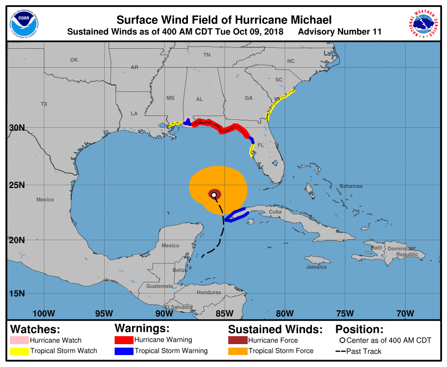 Hurricane Michael strengthens to category 3 with 125-mph winds