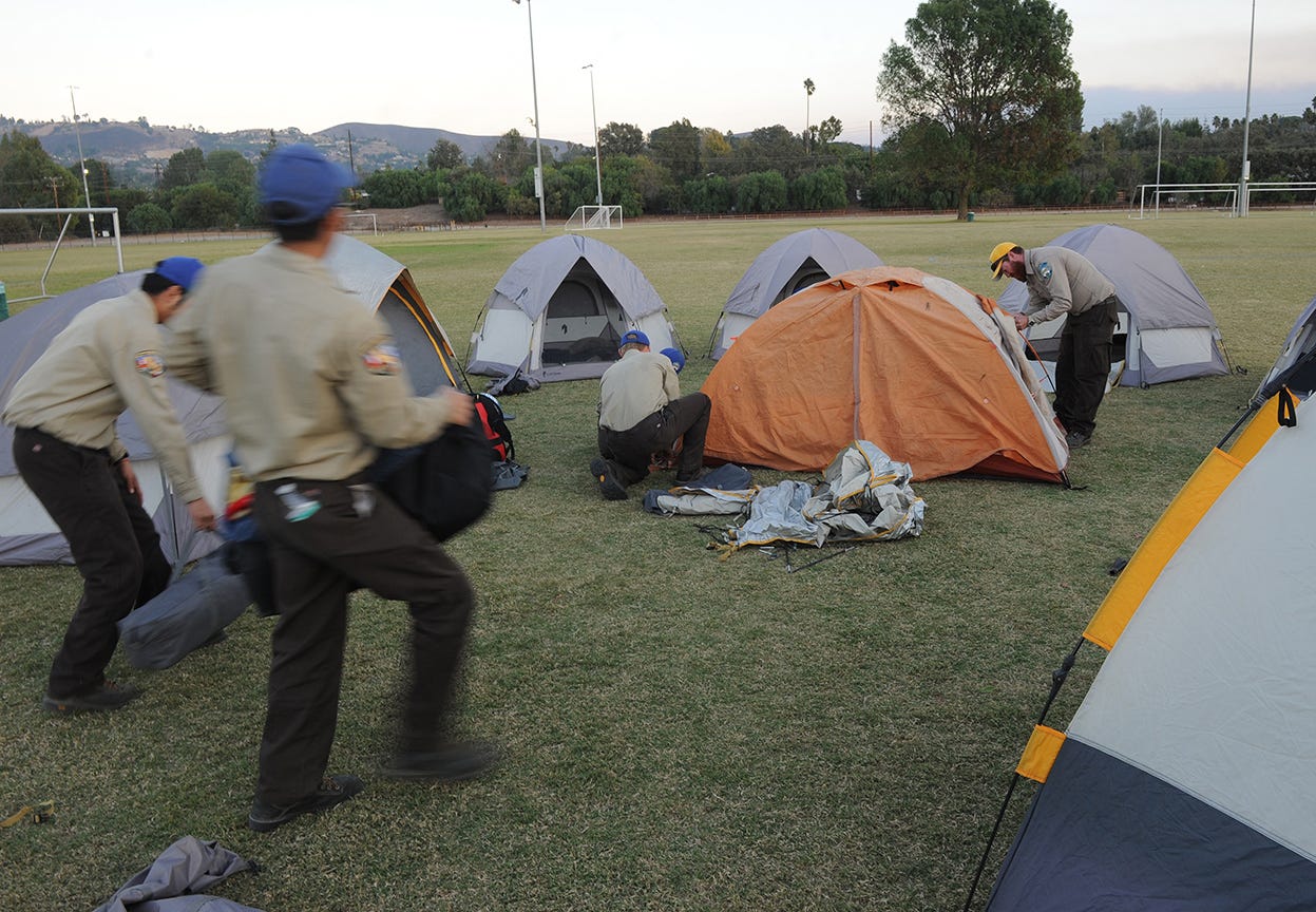 Rest for the weary: fire camps help crews unwind during wildfires
