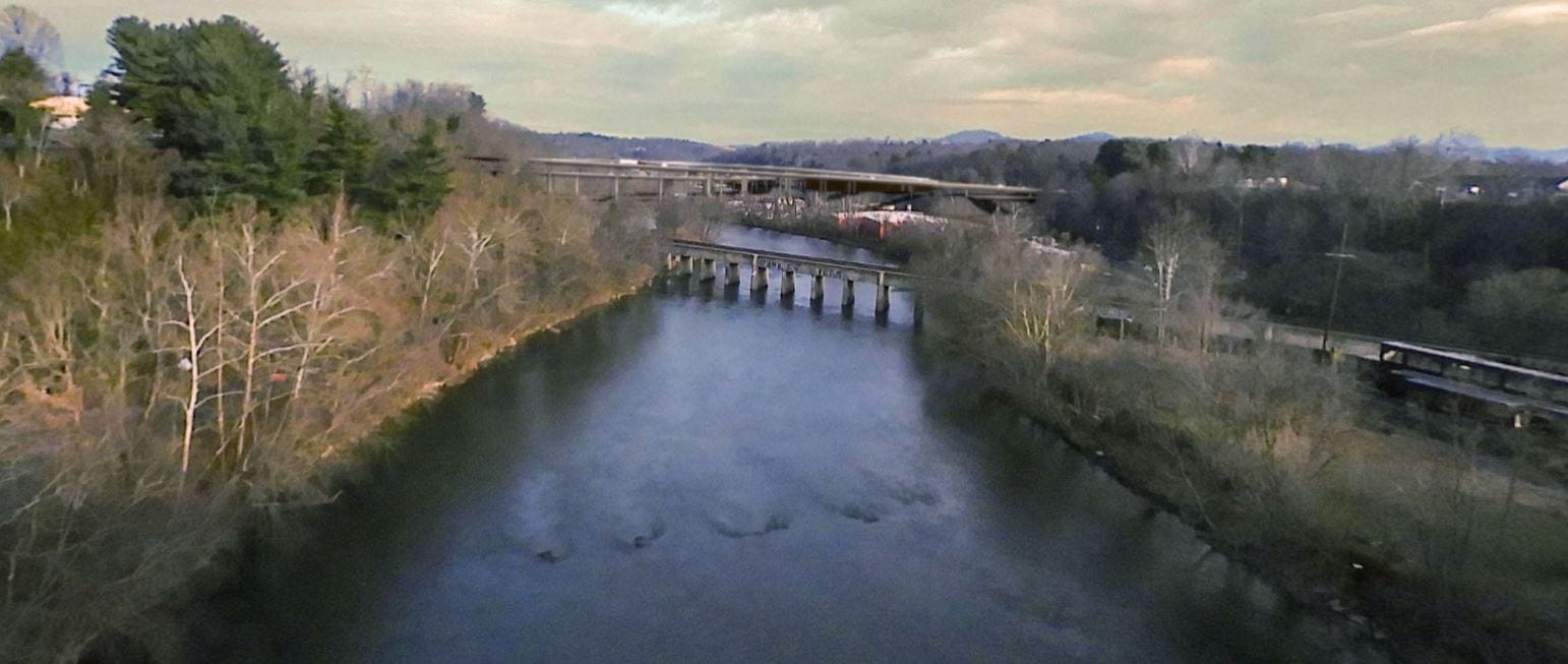 Asheville New French Broad River bridge: strikingly large ...