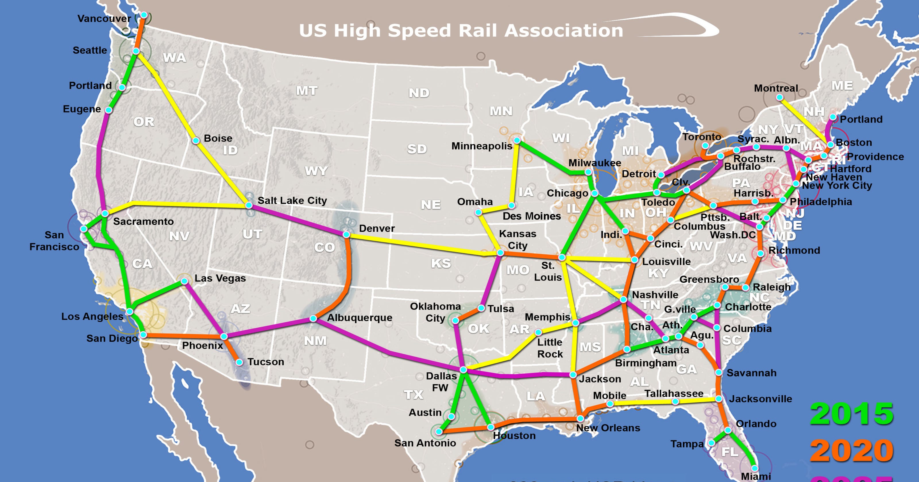 Proposed High Speed Rail Map