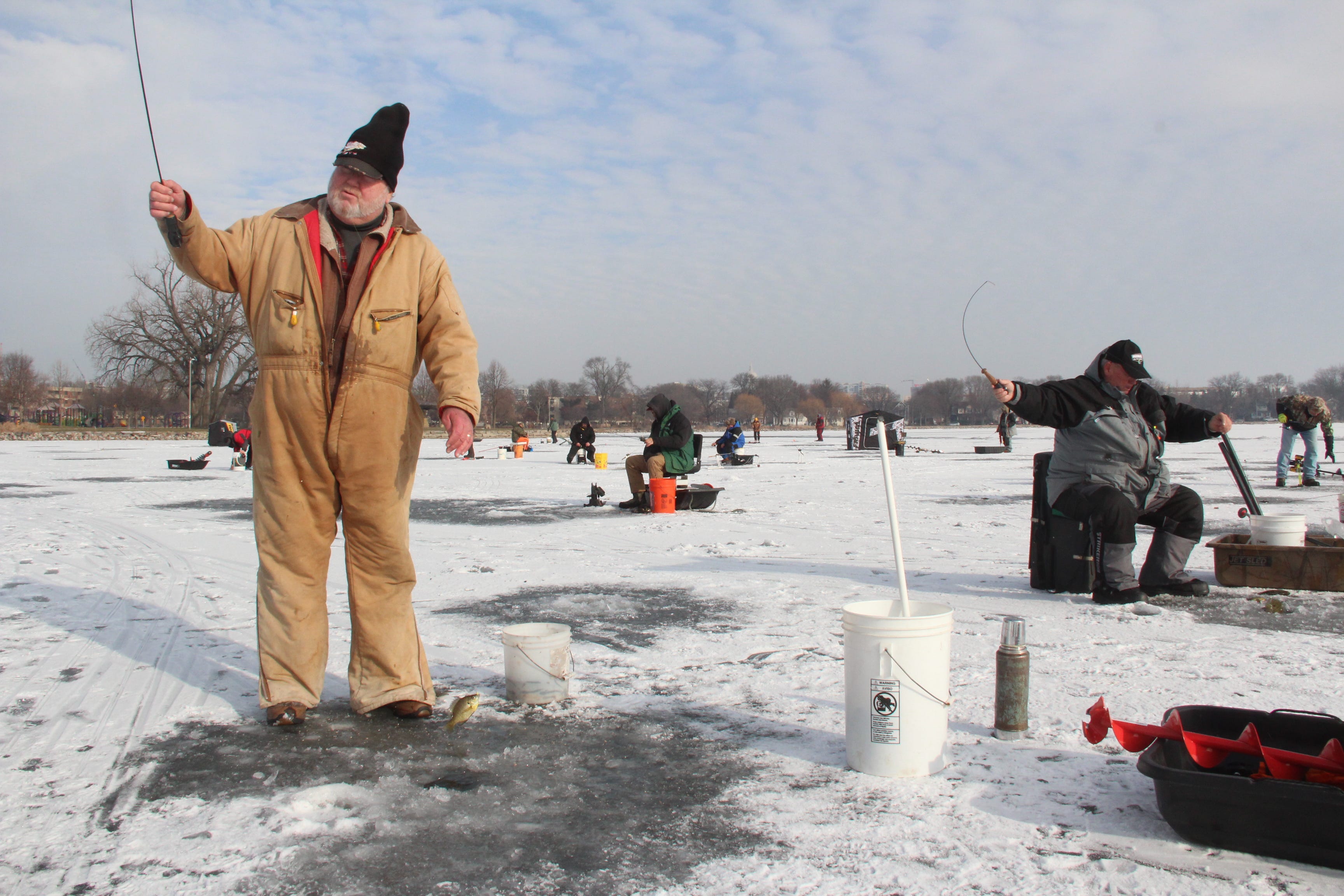 Early ice fishing on Lake Monona produces bountiful panfish