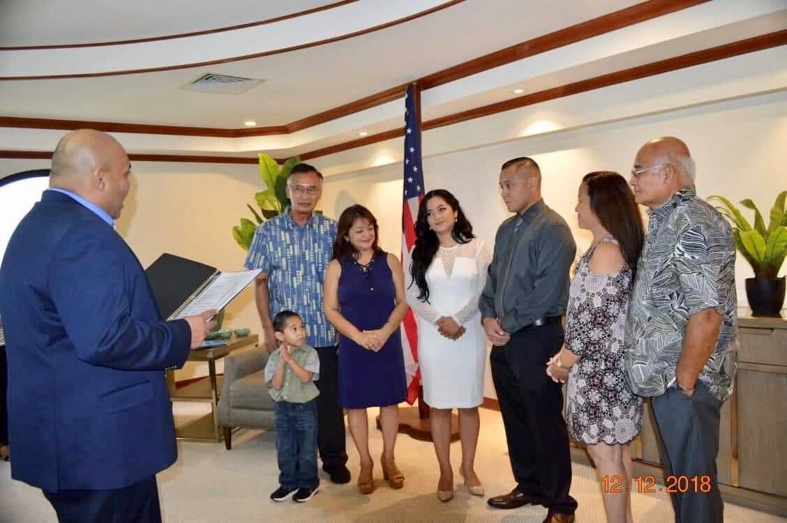 Acting Governor Joshua Tenorio officiates first civil wedding at Adelup ...