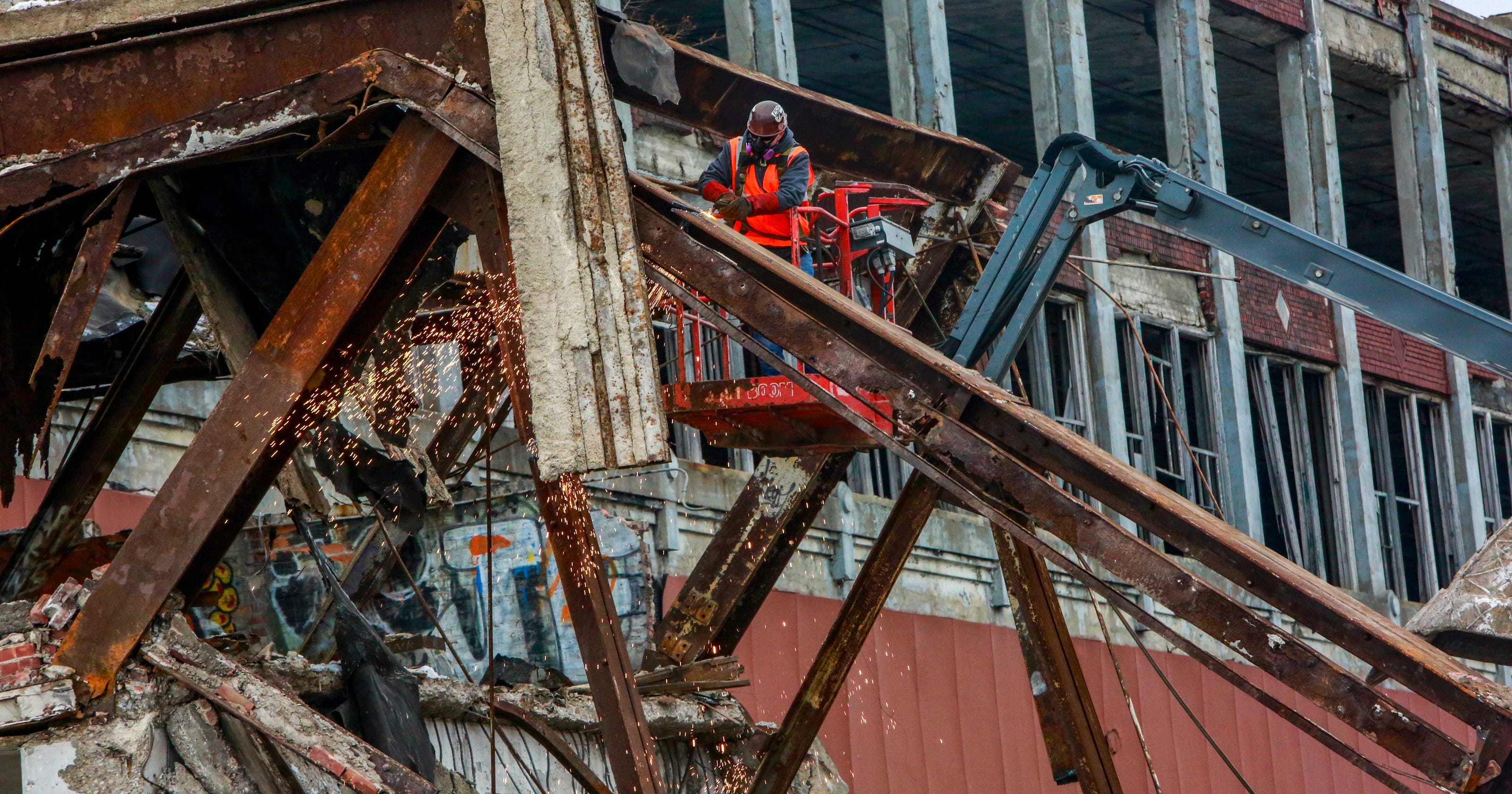Packard Plant bridge in Detroit collapses: See photos