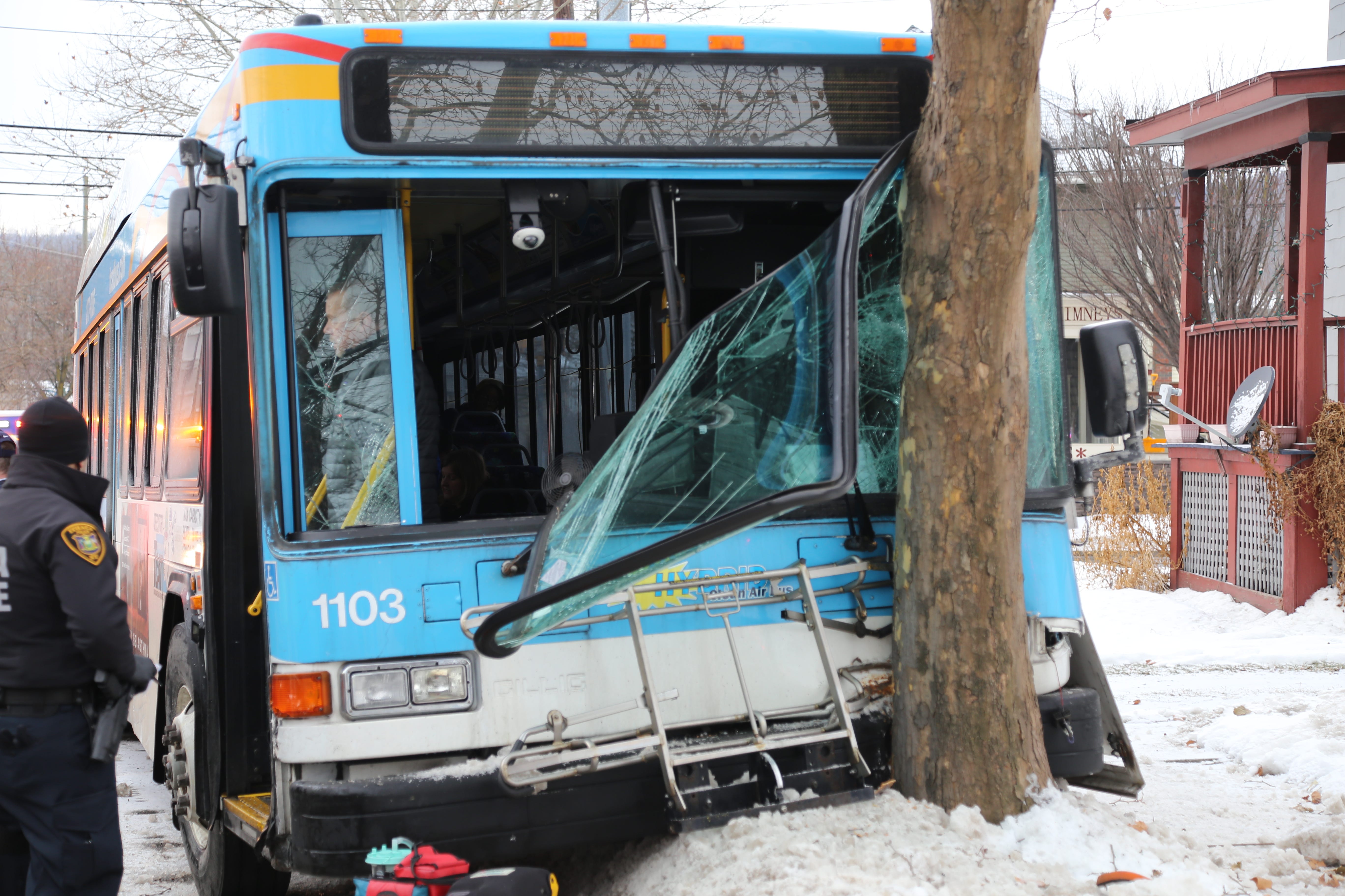 Minor injuries after TCAT bus and car crash in Ithaca