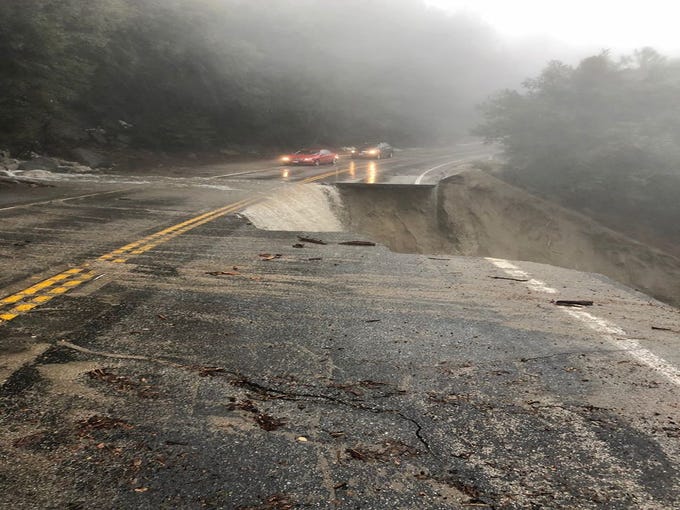 Storm causes sinkhole, closure of Highway 243 near Banning, Idyllwild