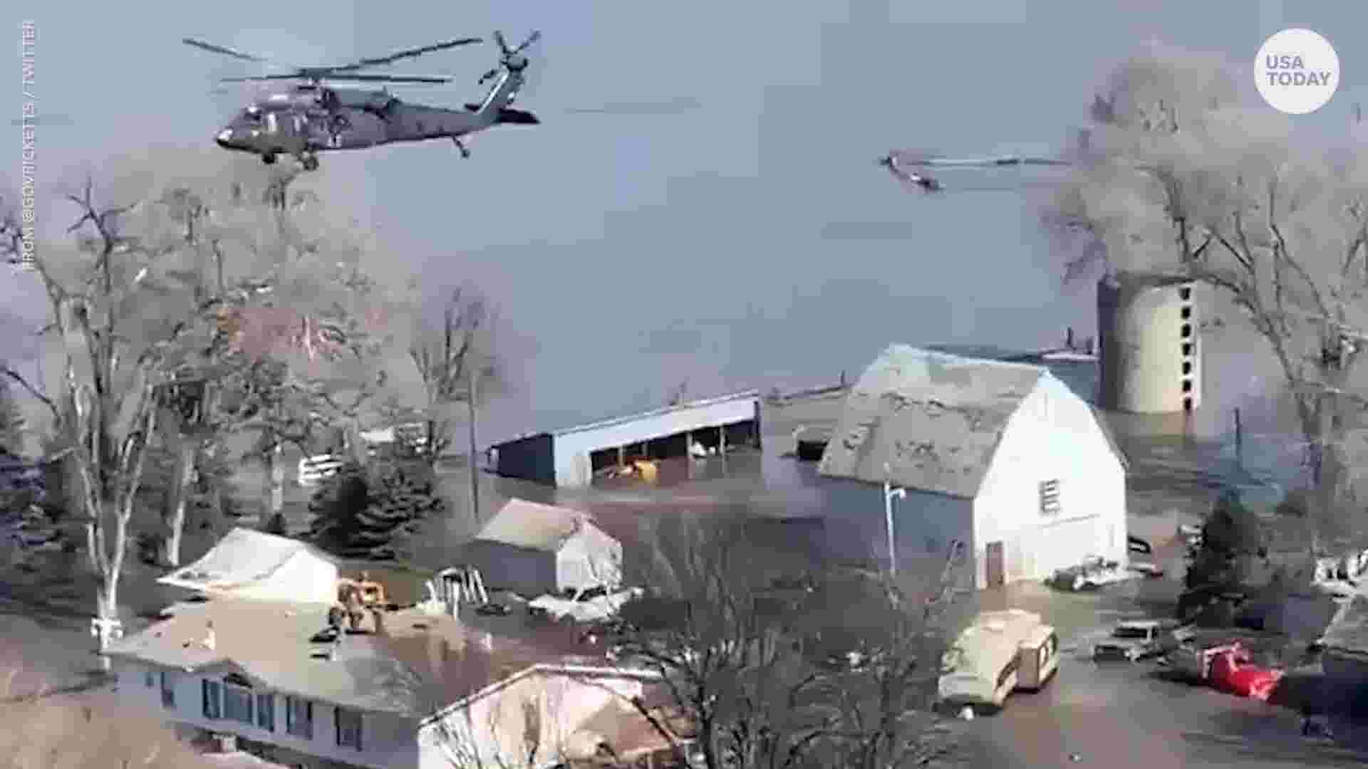 Helicopter rescues those stranded in Nebraska flood