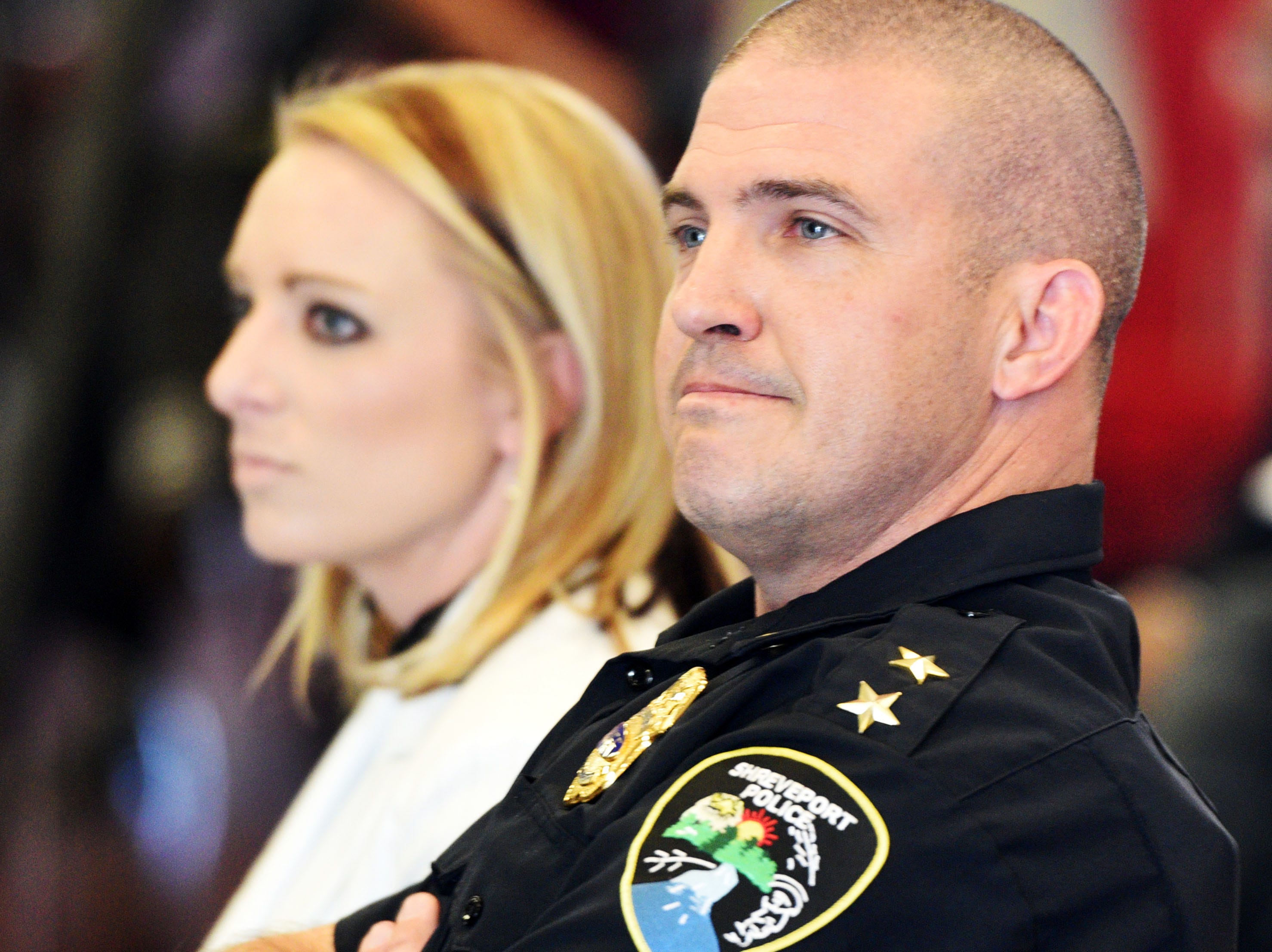 Shreveport Police candidate Jason Frazier talks to the Shreveport Times