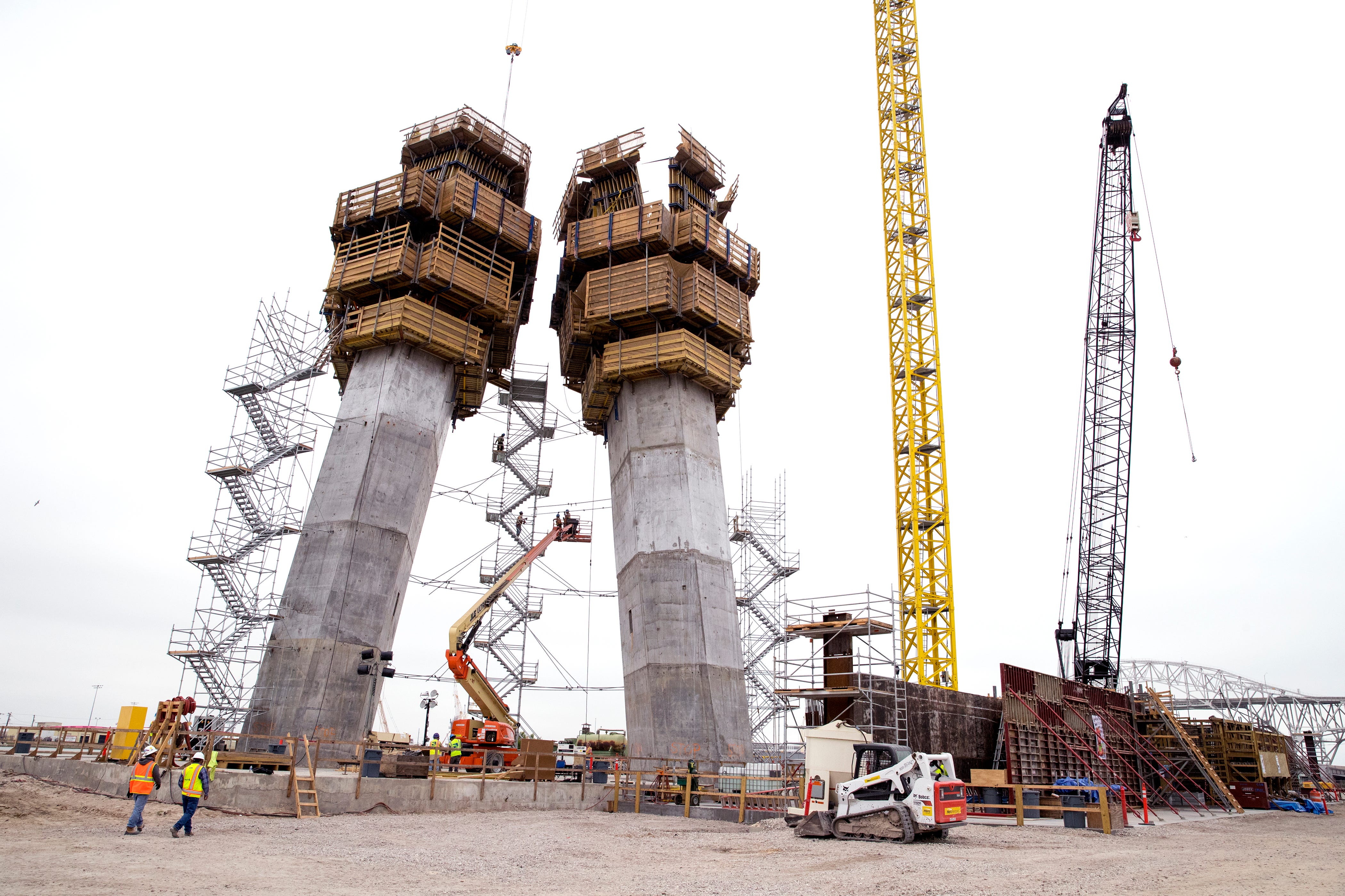 Straight up: Angled supports on new Harbor Bridge are part of design