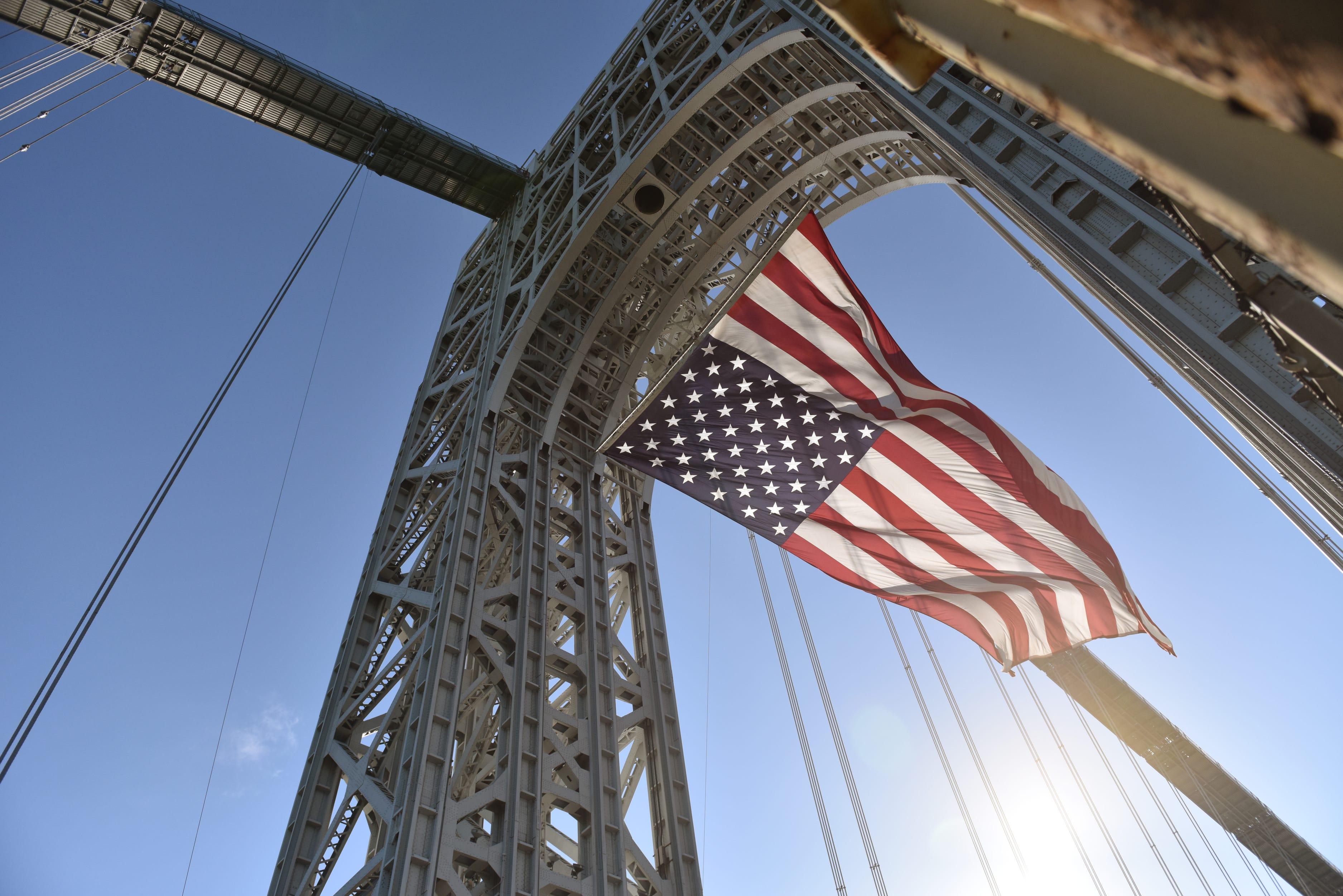 Flag Day: World's biggest U.S. flag flies at George Washington Bridge