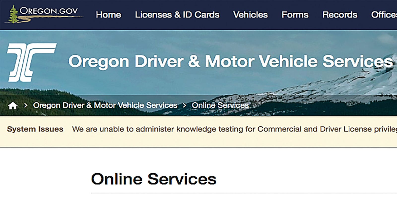 Oregon driver's license system running again after 36 hours offline