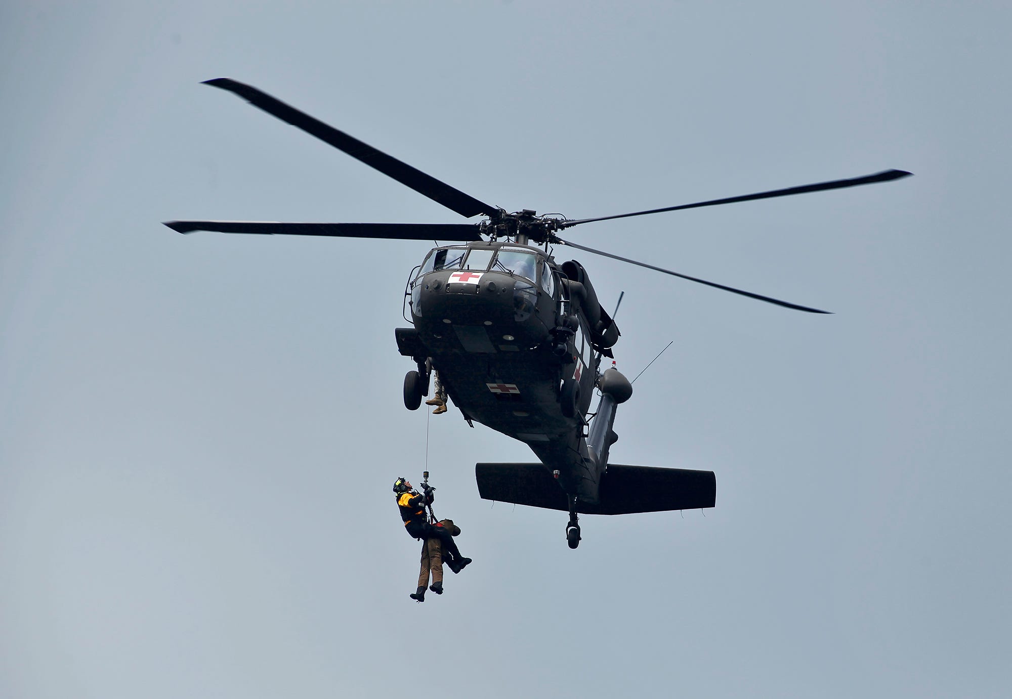 Helicopter Aquatic Rescue Team practices skills on Susquehanna River
