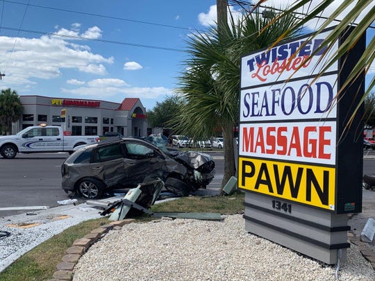 Two injured in Del Prado crash that cracked power pole