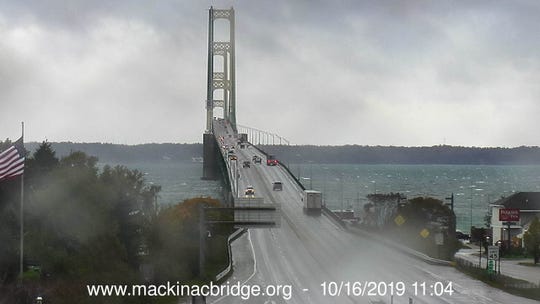 Mackinac Bridge under high wind advisory; gale warning for Lake Huron