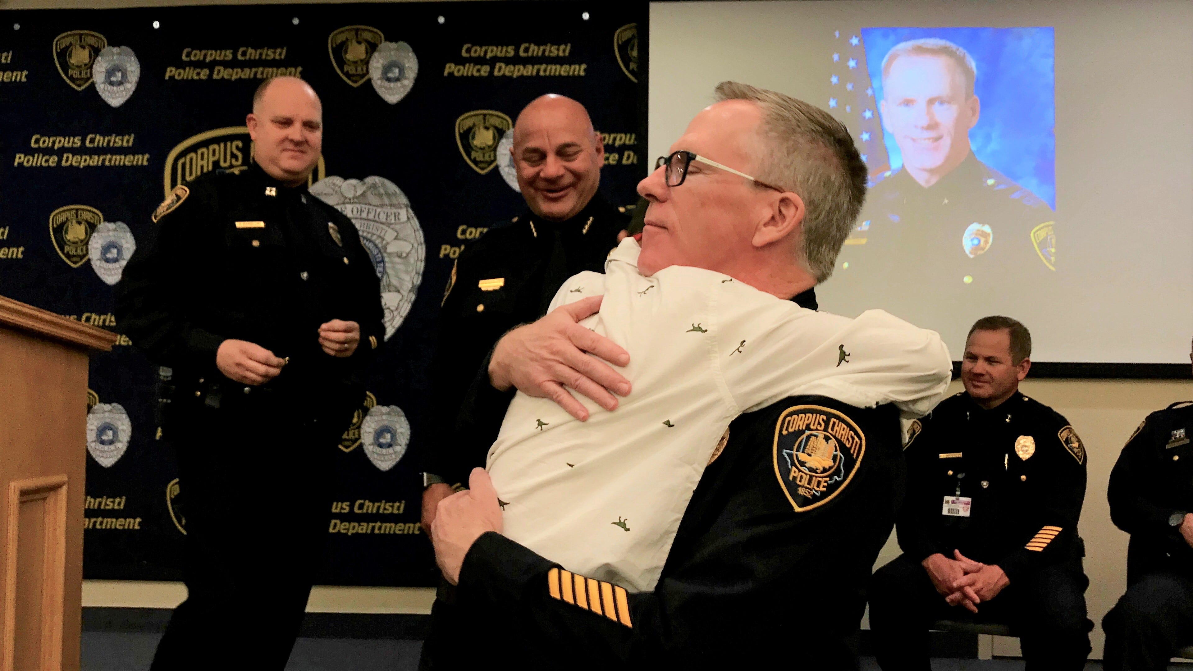 Grandson pins badge on Corpus Christi Police's new assistant chief