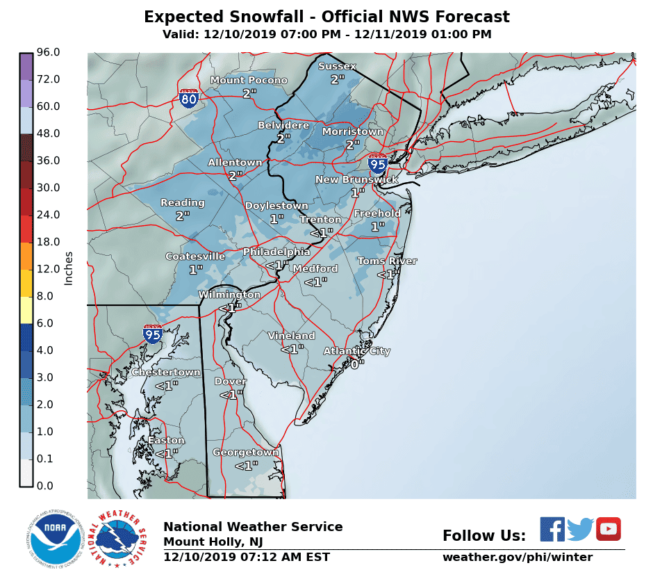 Delaware weather: Light snow expected Wednesday throughout the state