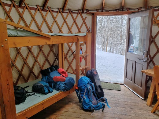Winter yurt camping in the Porcupine Mountains is great for beginners