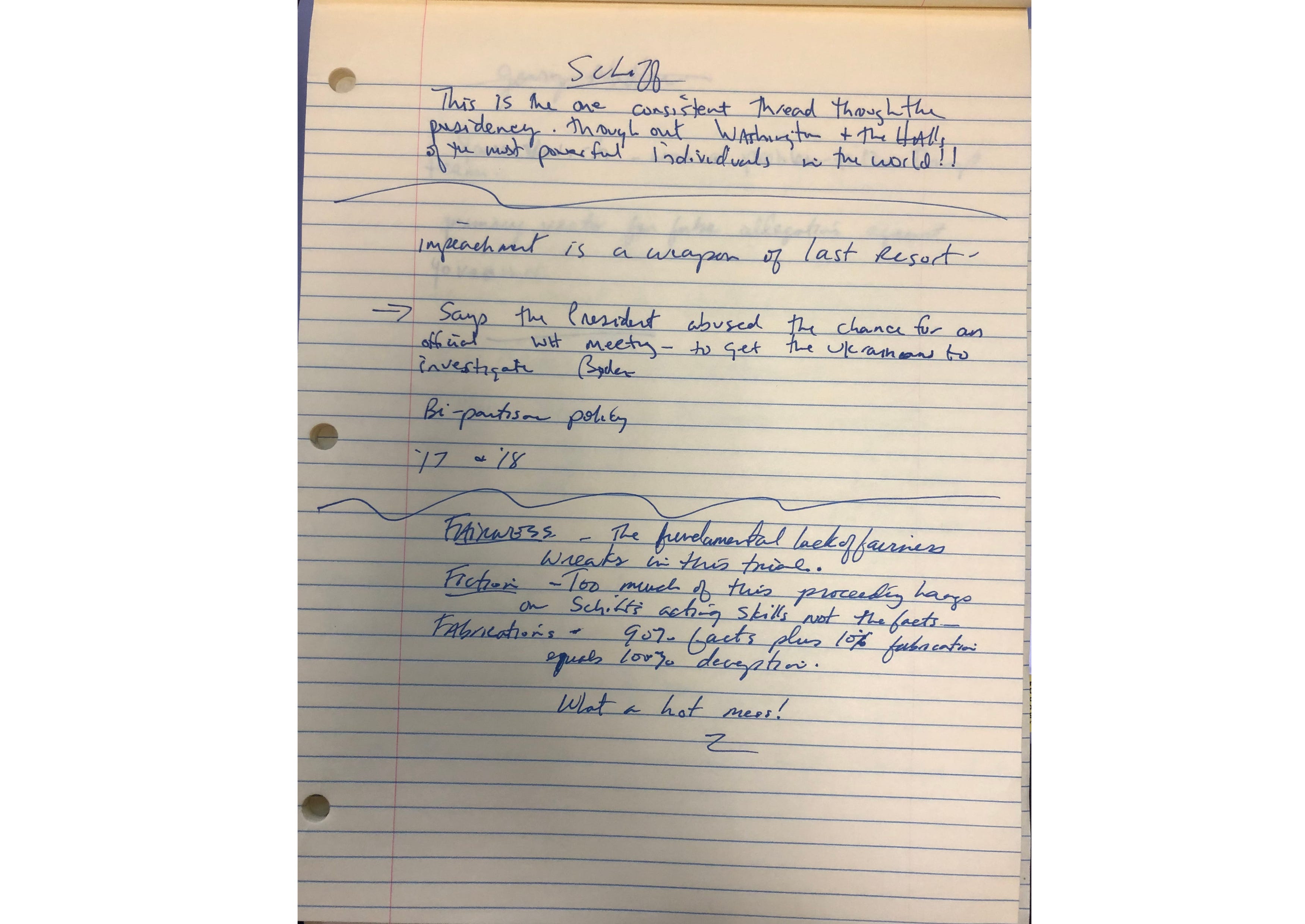 President Trump impeachment trial: Read senators' handwritten notes