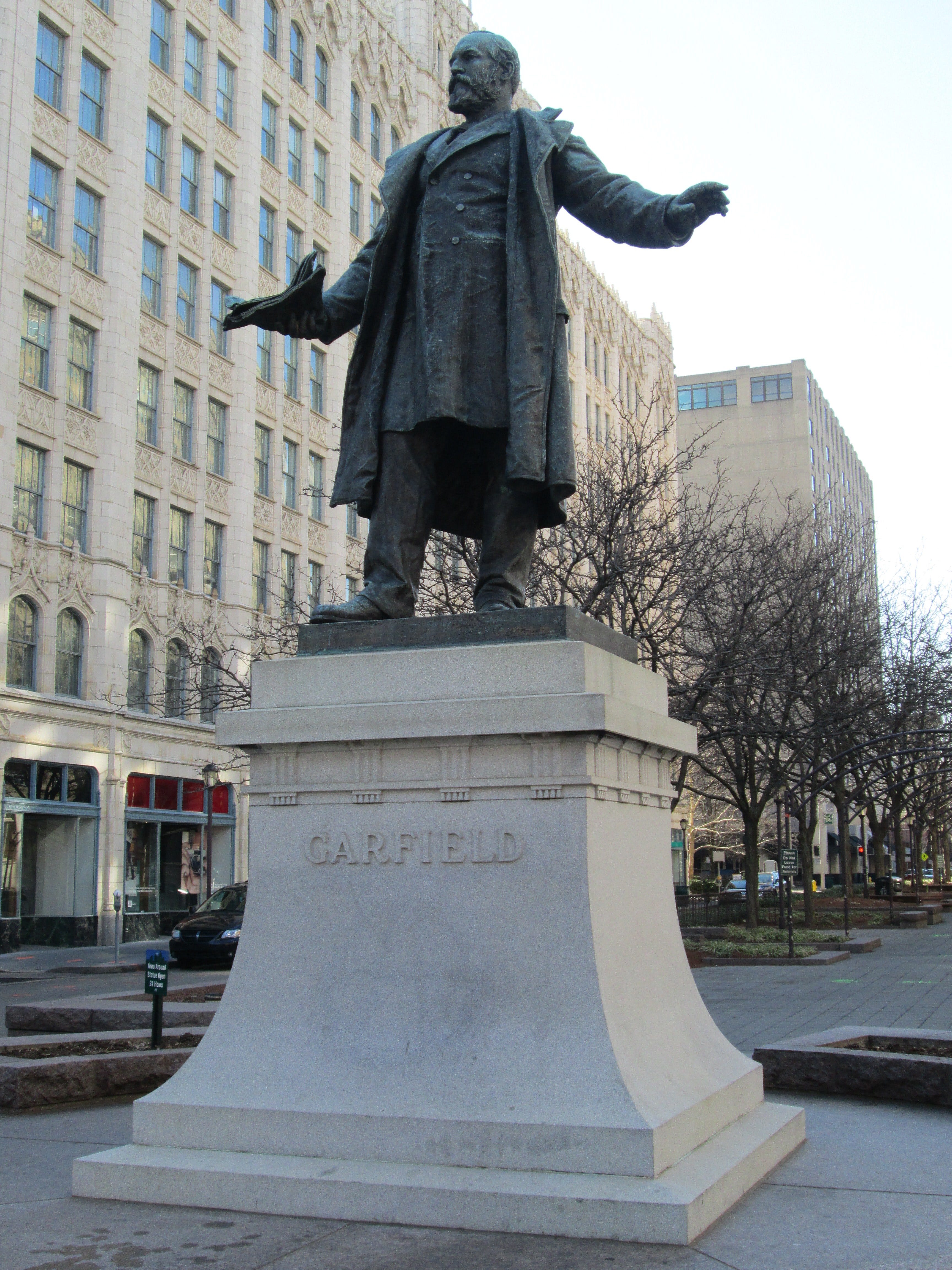 President statues of Lincoln, Taft, Garfield and Harrison in Cincinnati