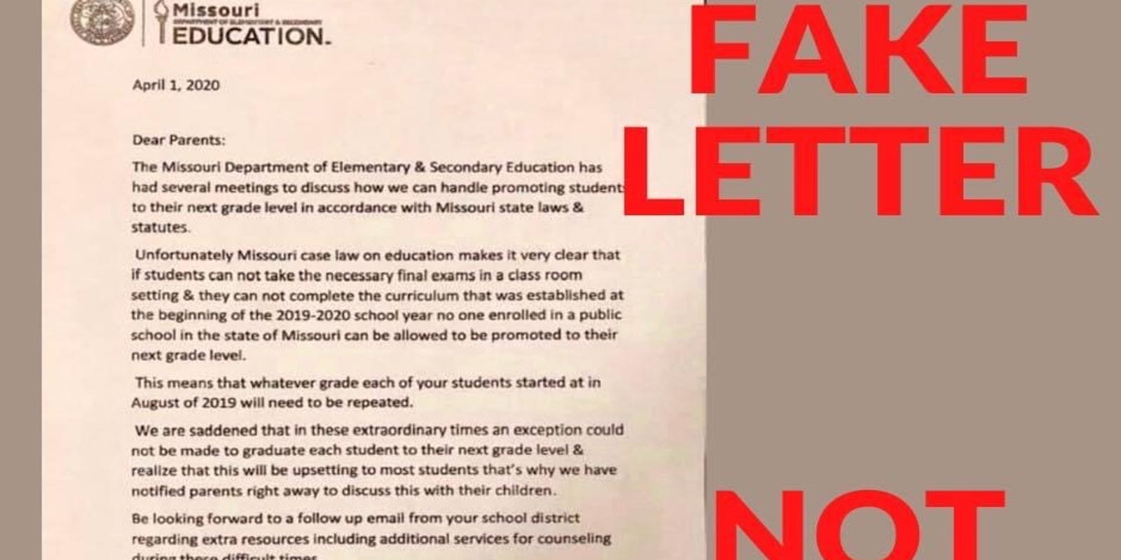 DESE: April Fools' Day letter targeting MO students 'insensitive'