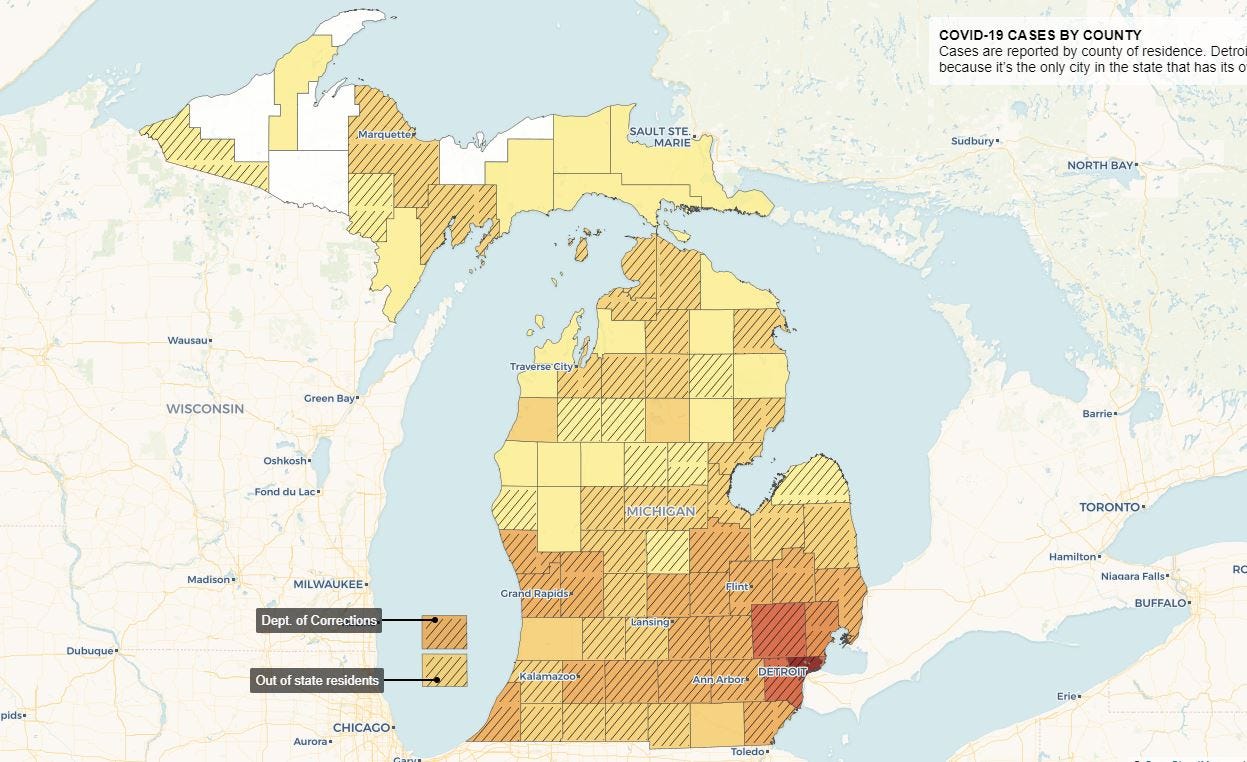 Map: Tracking Michigan's coronavirus cases