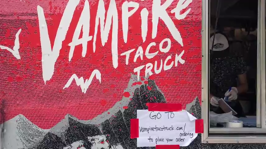Practicing social distancing, Vampire Taco Truck brings food to the people