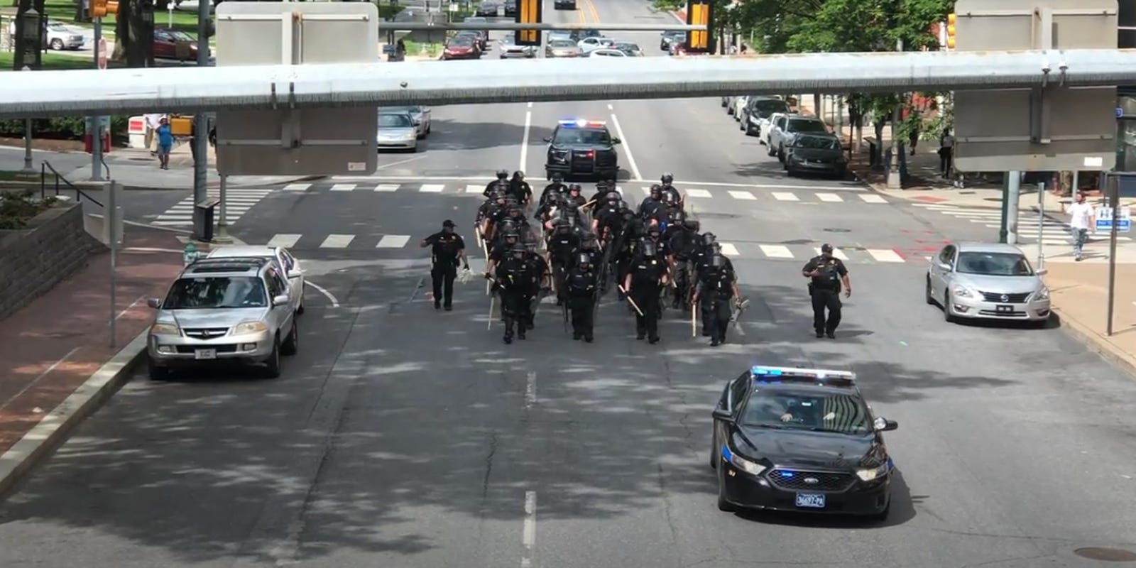Police in riot gear clash with protesters in Harrisburg