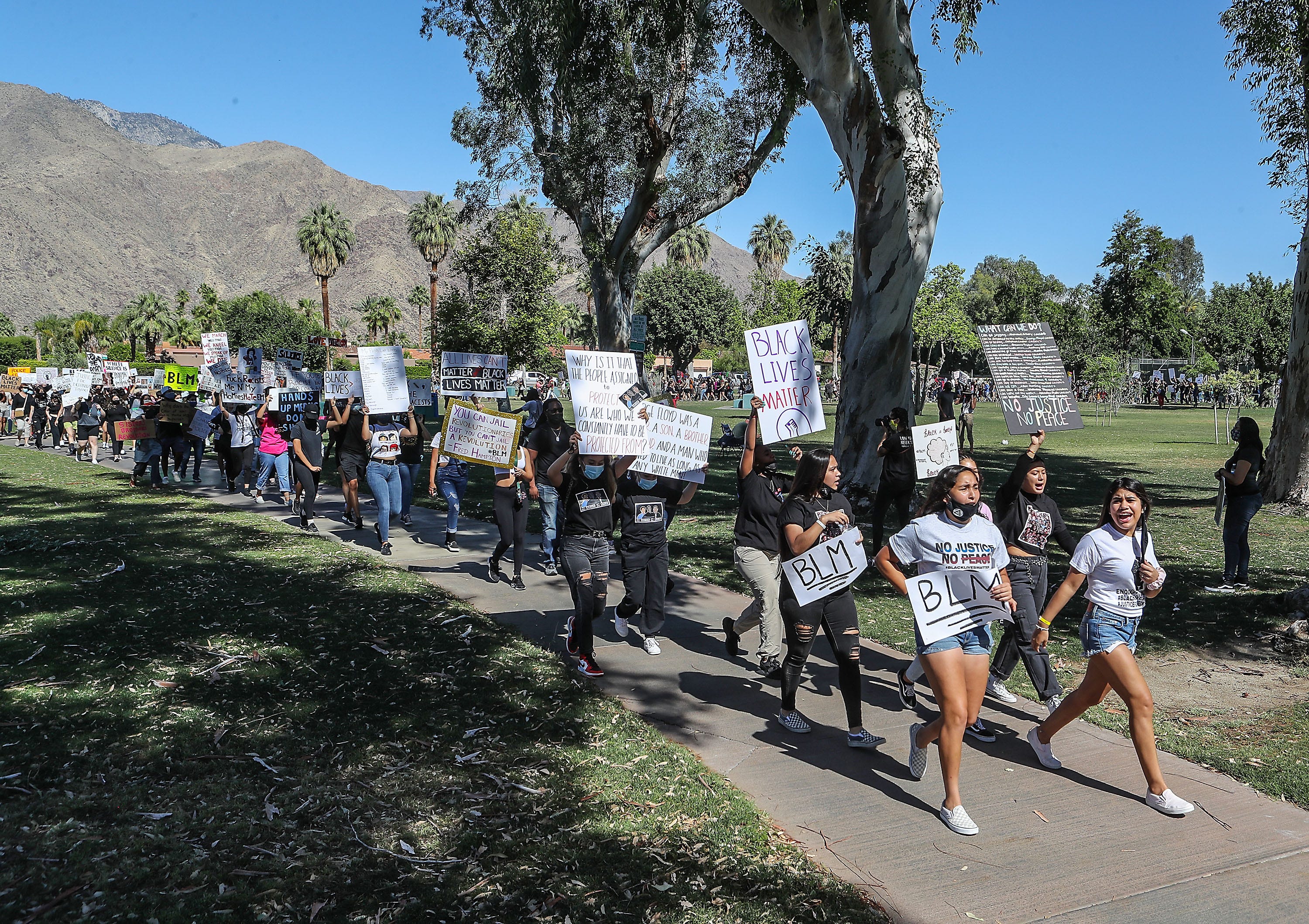 Hundreds rally in Palm Springs Ruth Hardy Park to honor George Floyd