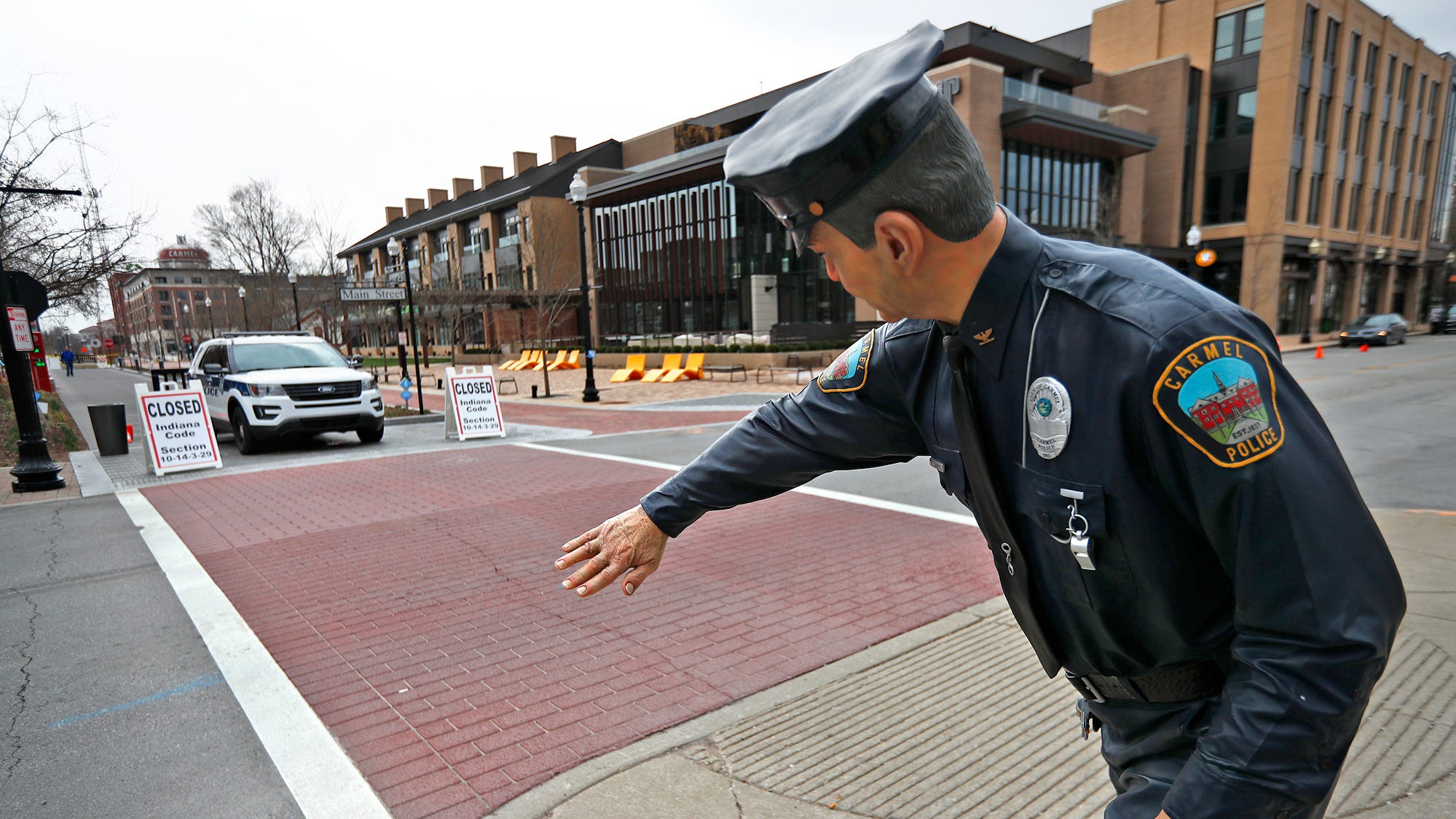 Carmel police searching for man who defaced statue of police officer Carmel police searching for man who defaced statue of police officer