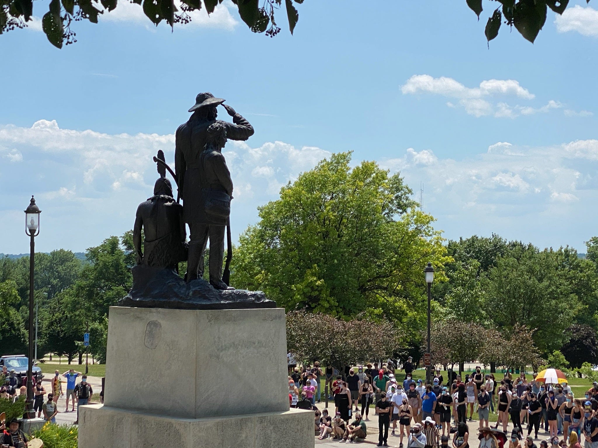 Des Moines activists call for statues on Capitol grounds to come down