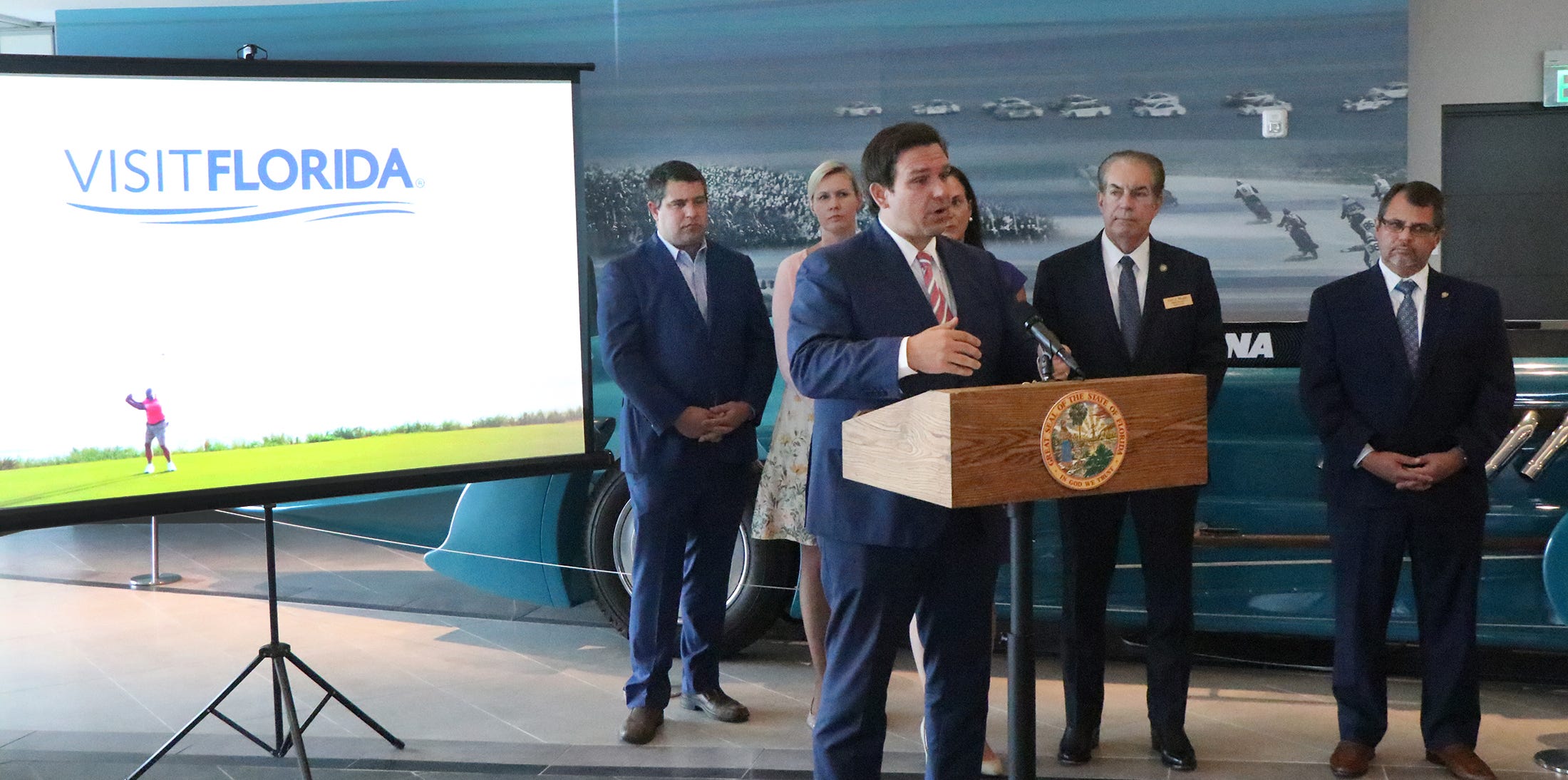 Florida Gov. Ron DeSantis unveils new tourism ads in Daytona Beach