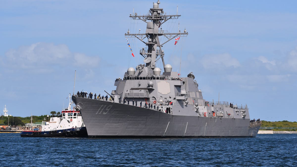 Navy destroyer USS Delbert D. Black at Port Canaveral for commission ...