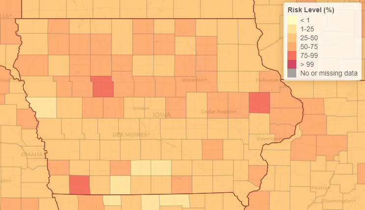 COVID In Iowa: Which counties have highest coronavirus exposure risk?