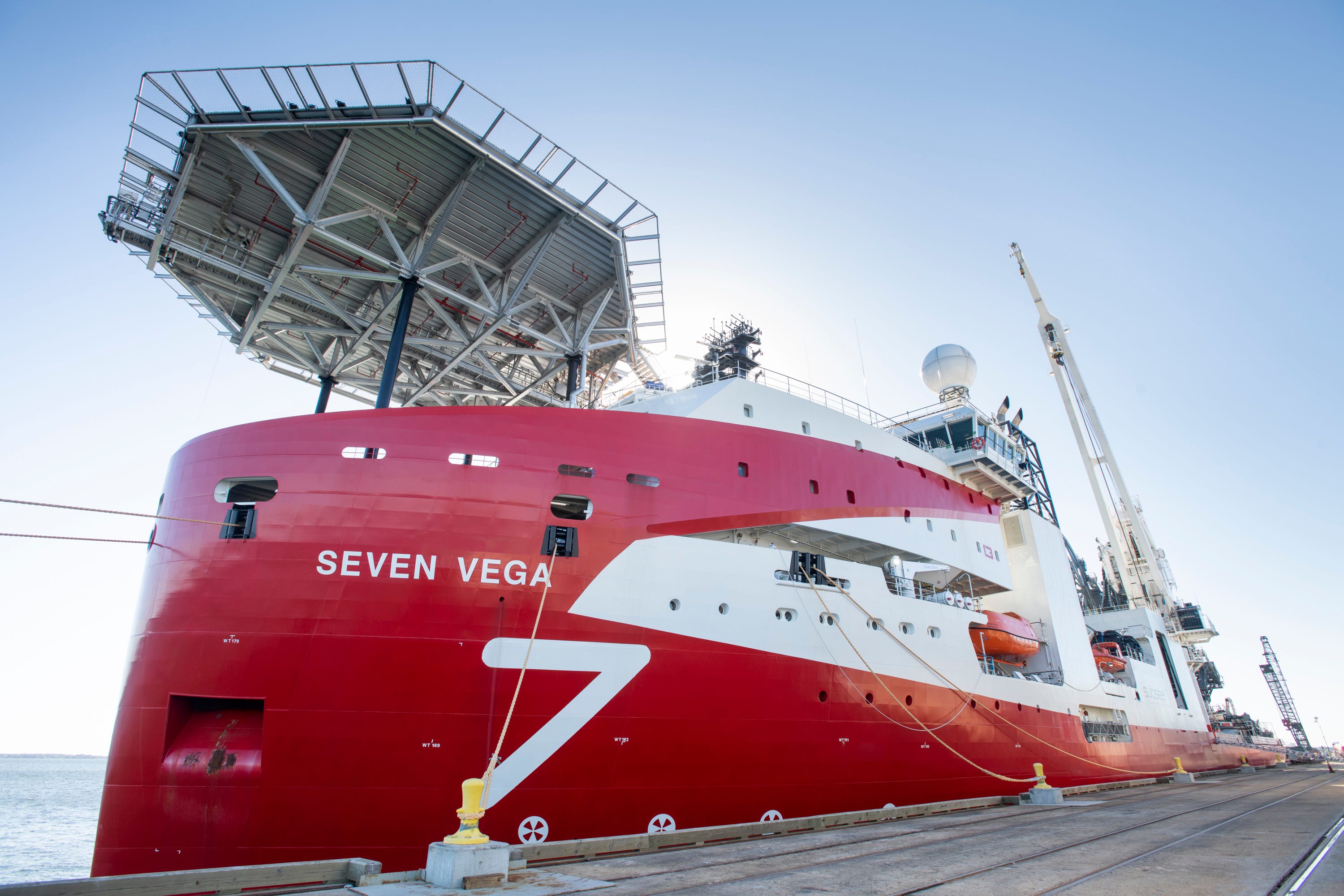 Seven Vega offshore vessel docks at Port of Pensacola for maintenance