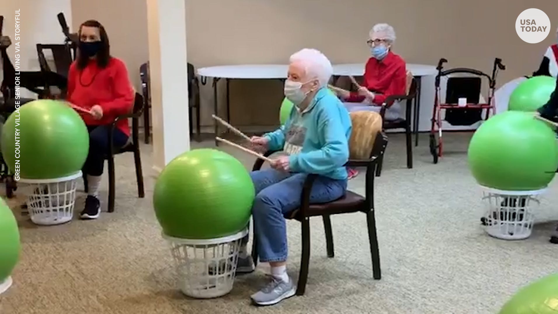 Seniors Turn Exercise Into Fun With Drum Sticks And Stability Balls seniors-turn-exercise-into-fun-with-drum-sticks-and-stability-balls