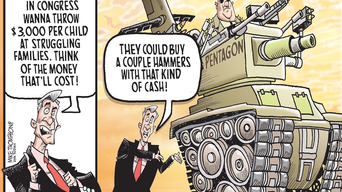 Editorial cartoons on military