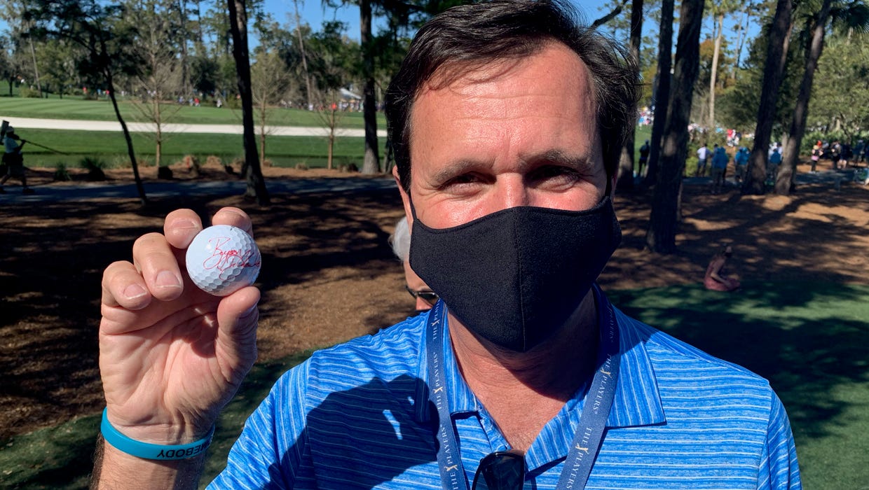 Len Mattiace gives Bryson DeChambeau a kick-save at Stadium's No. 7