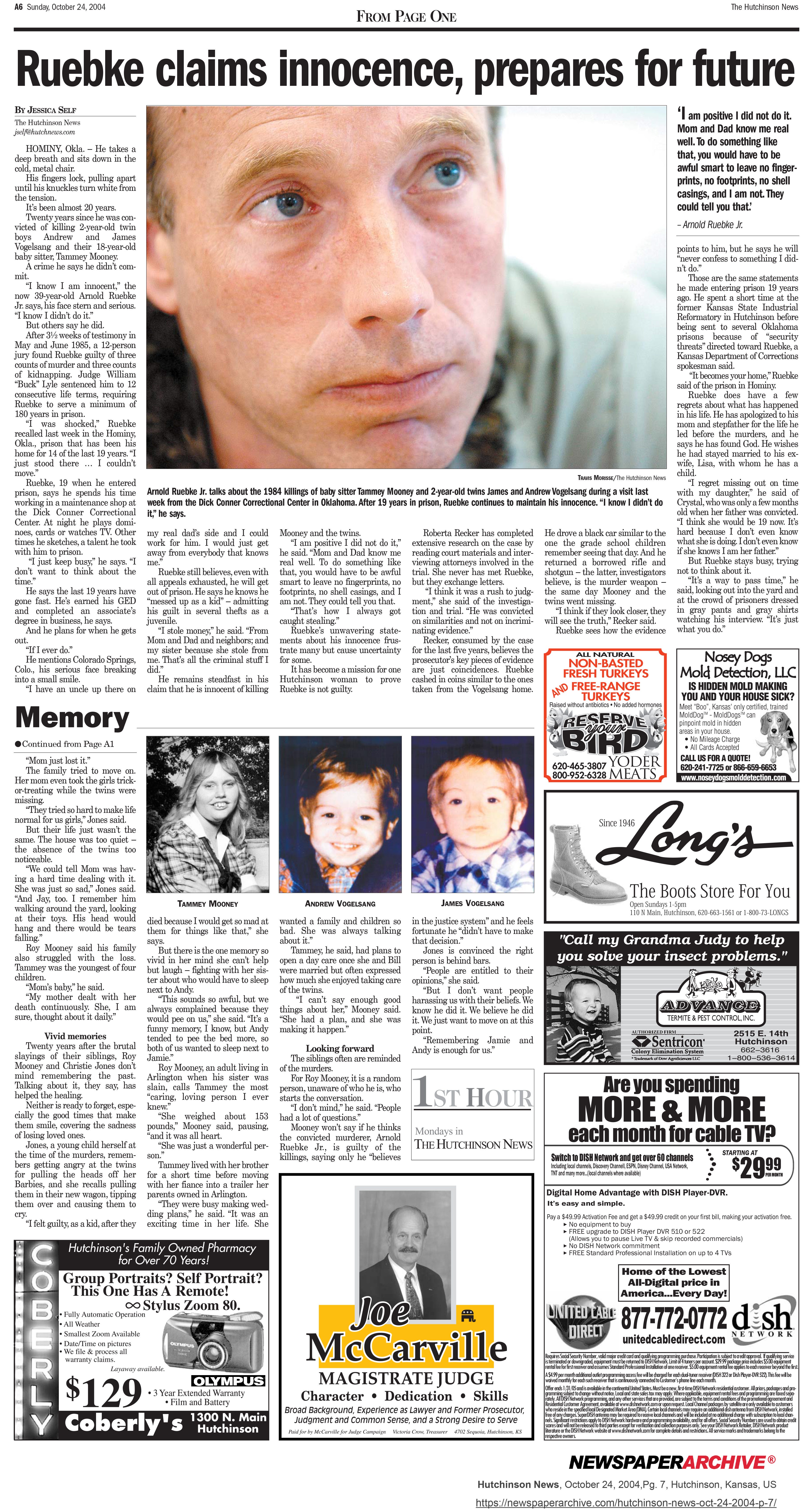 Arnold Ruebke Jr, convicted for Reno County triple murder, dies in prison