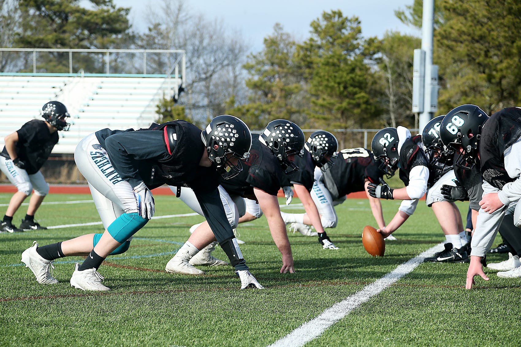 Plymouth South football team's offensive line learning on the fly