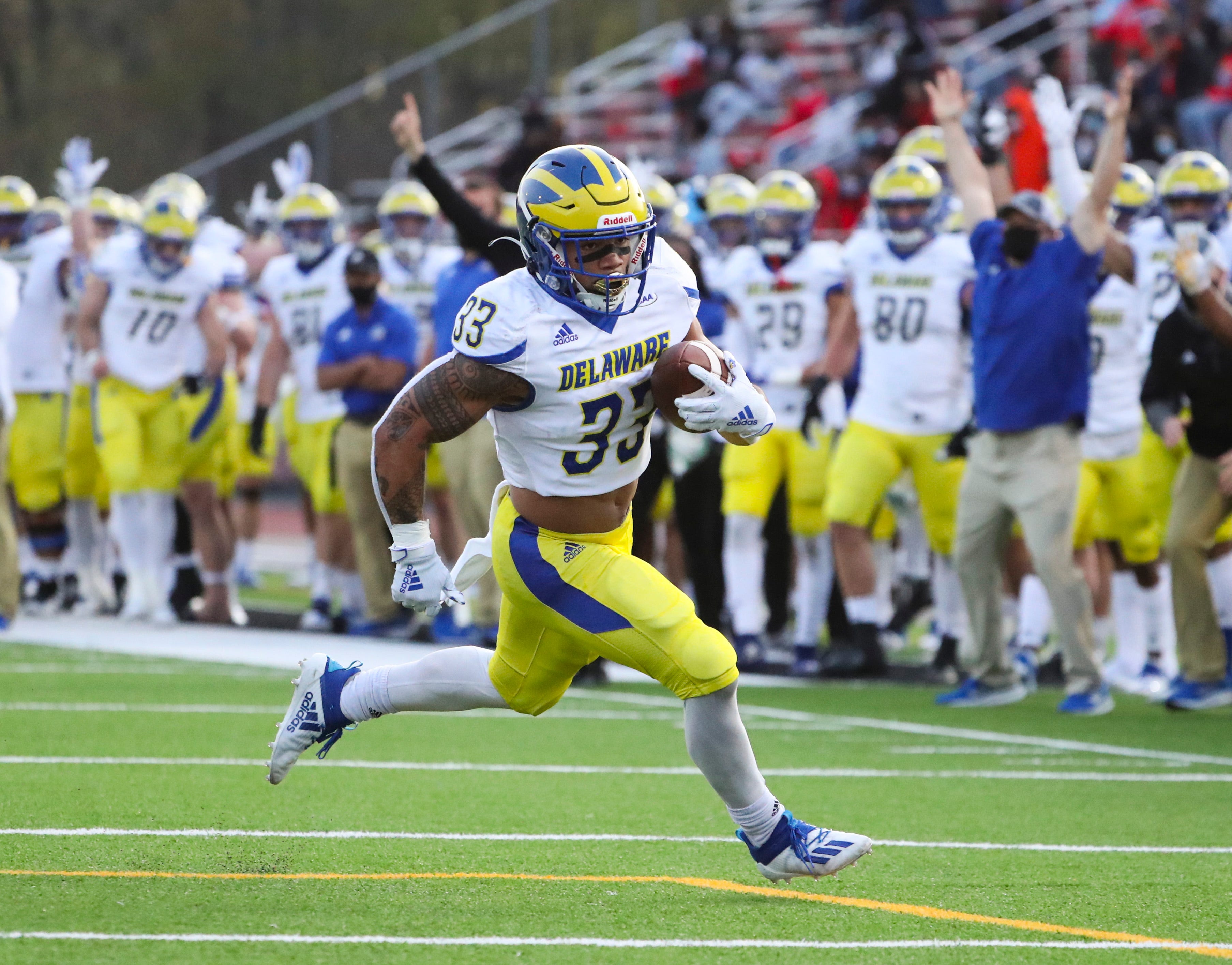 UD football places 7 on all-conference first team