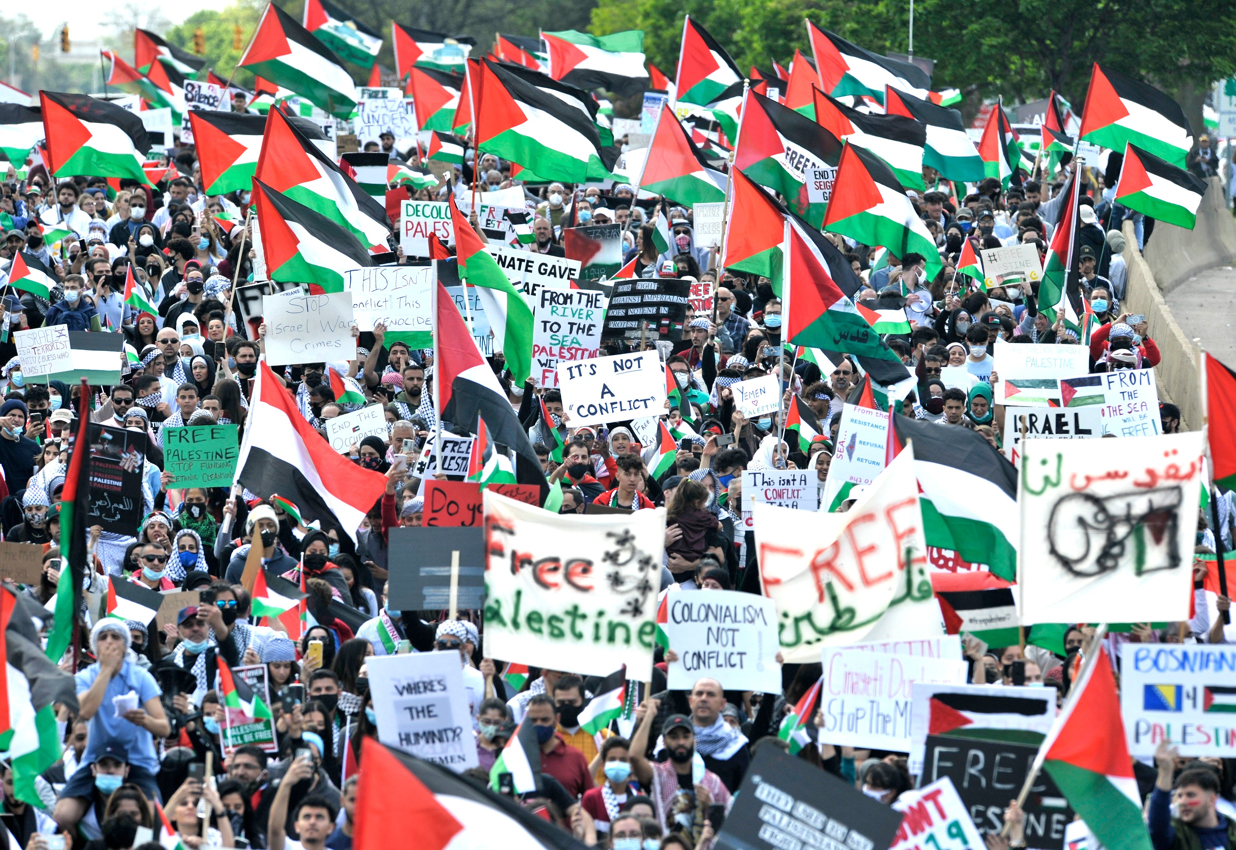 Arab Americans, supporters rally over Gaza fighting in Dearborn