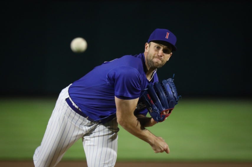 Former Chicago Cubs pitcher Jason Adam back after broken ankle