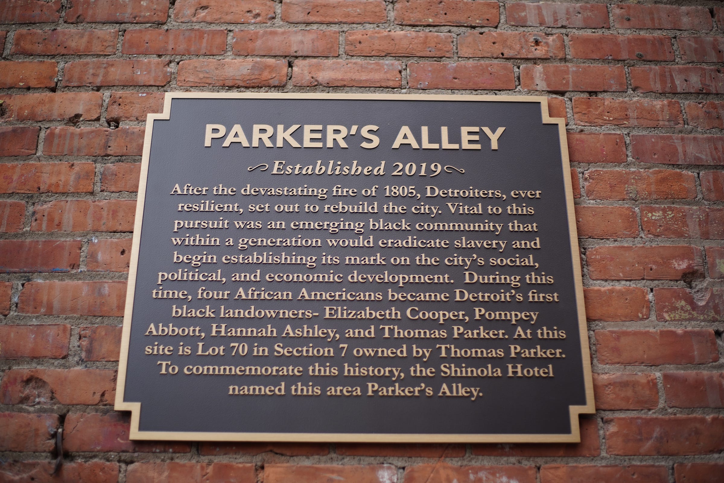 Parker's Alley plaque highlights Detroit's first Black landowners