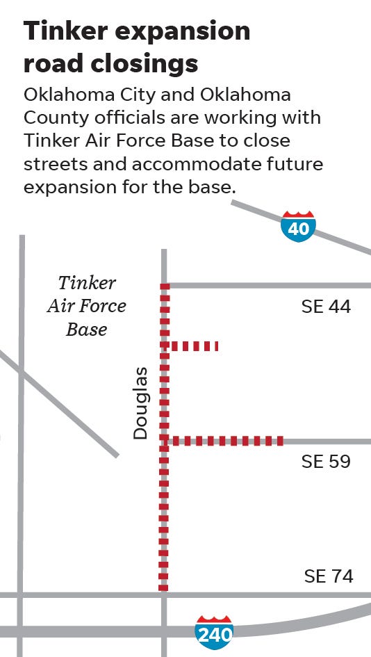 Tinker Air Force Base expansion to close part of Douglas Boulevard