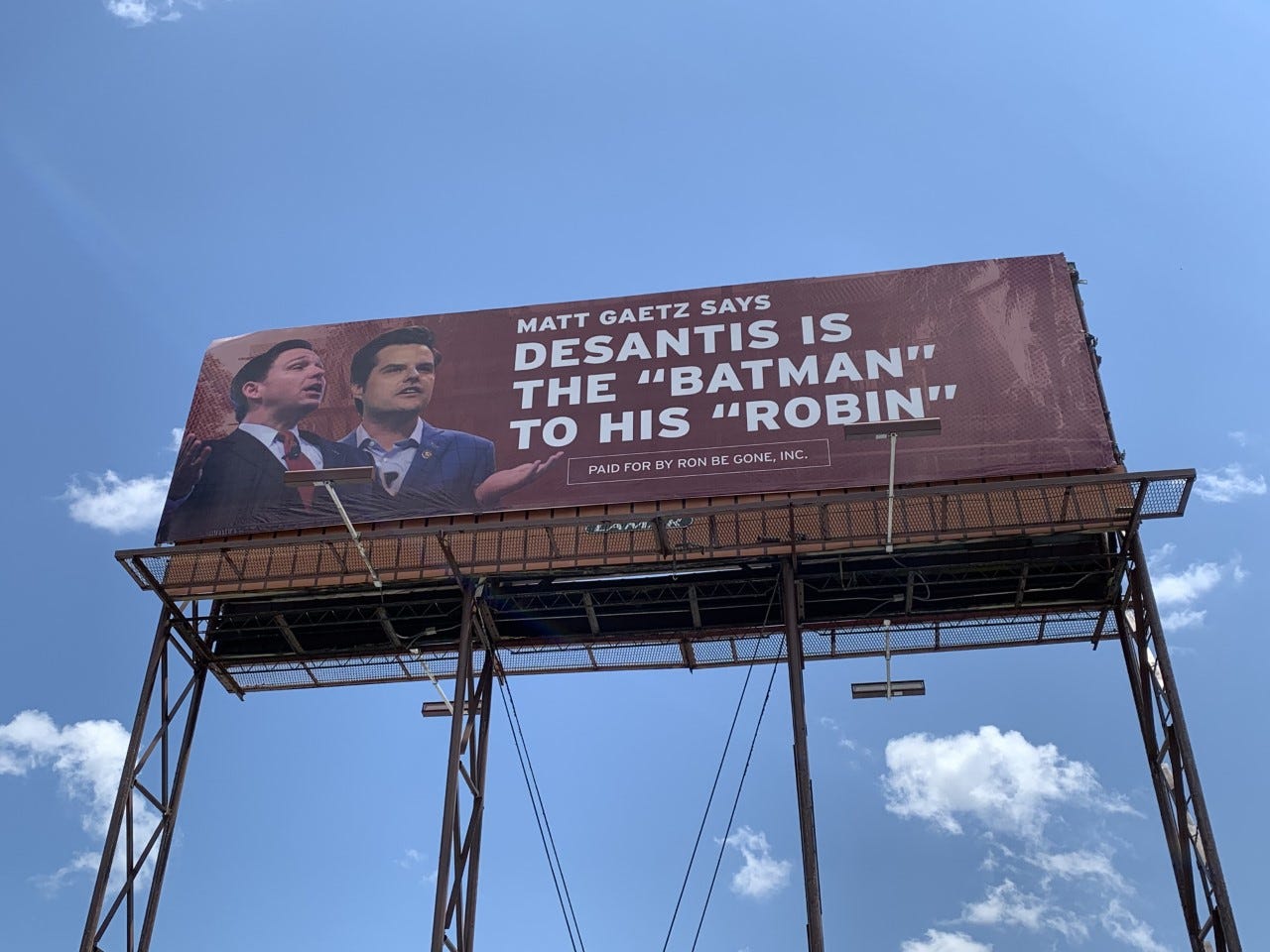 Anti DeSantis billboards installed outside the Governor's Mansion