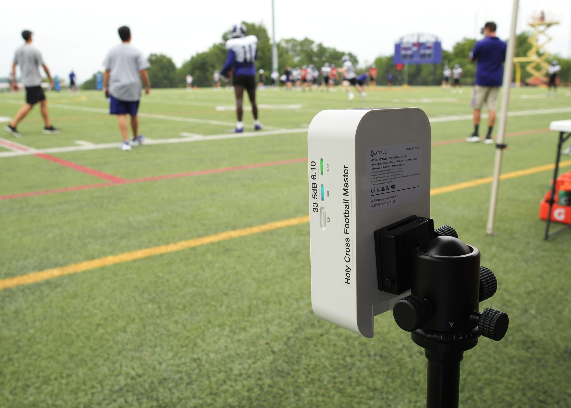 Holy Cross football, Catapult Vector System vests, monitors ...