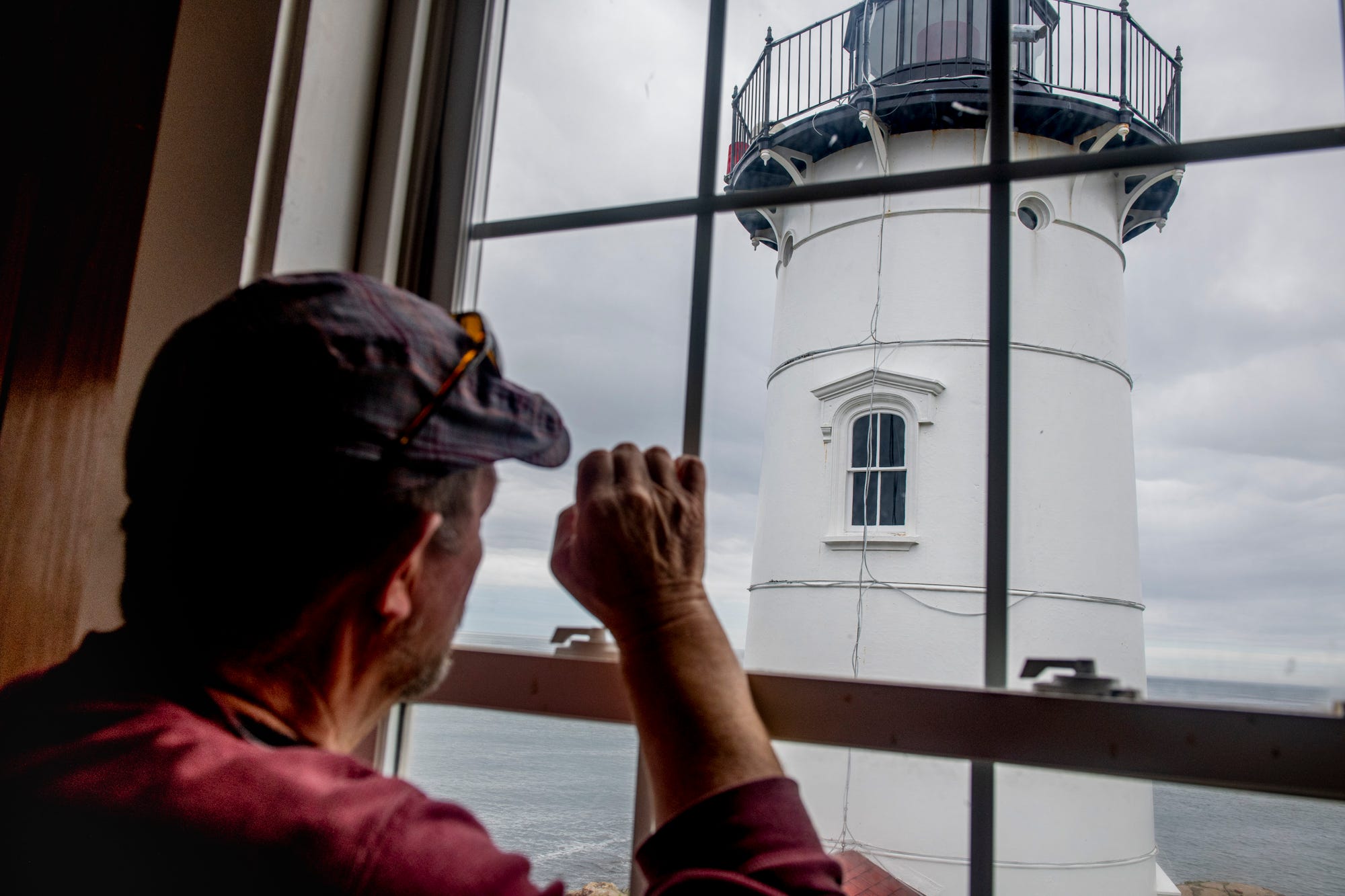 York ME Nubble Lighthouse tour of restoration by Jim Leslie underway