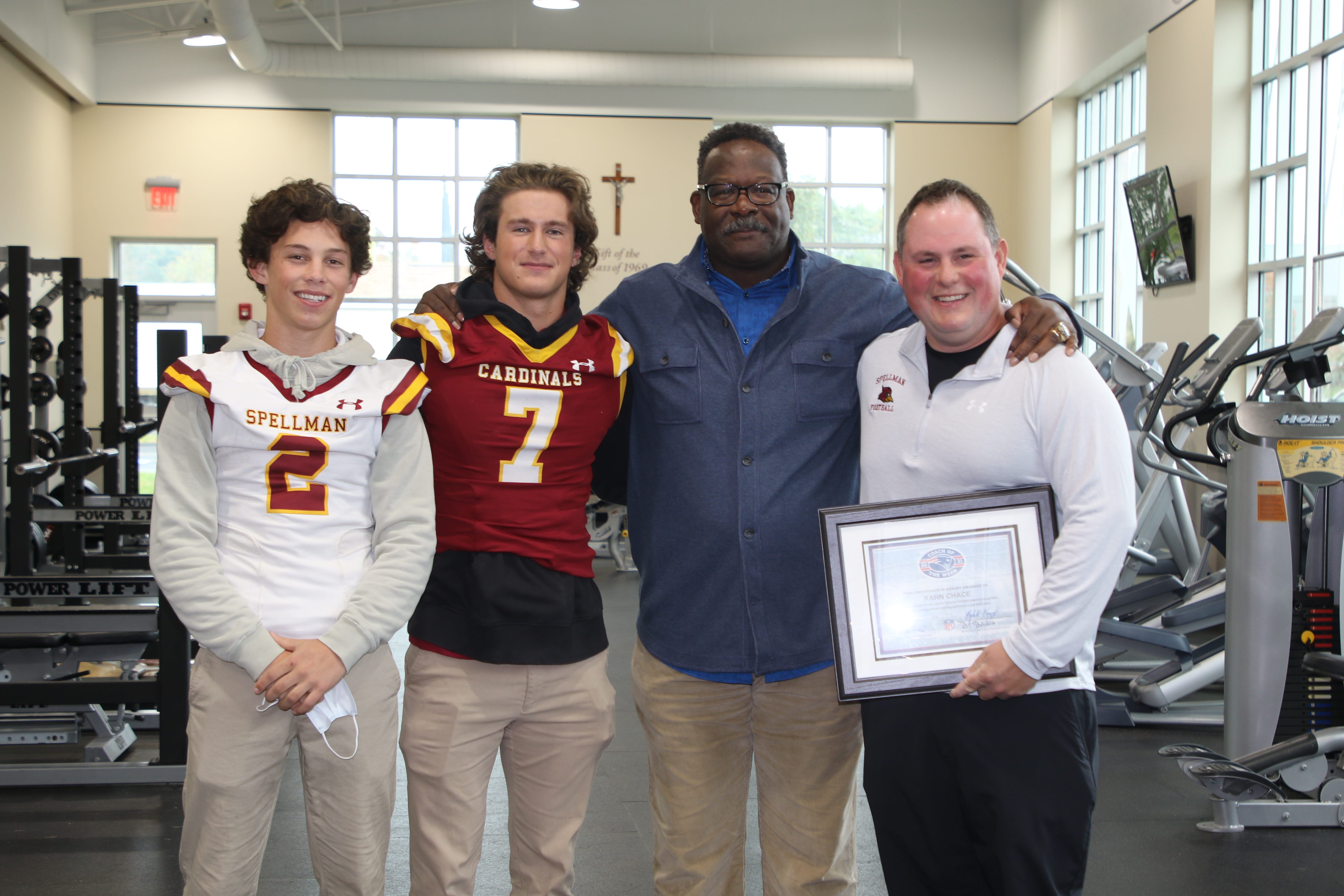 Cardinal Spellman football coach receives honor from Patriots