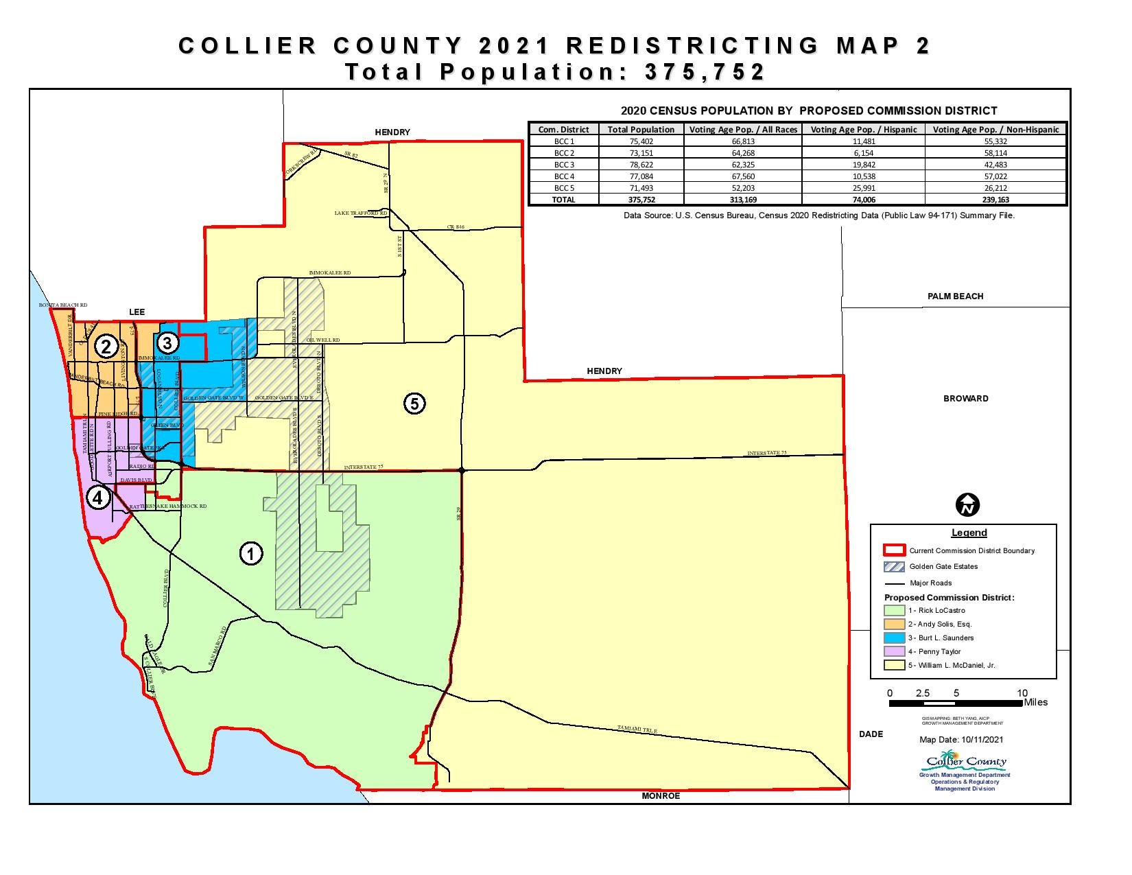 Collier district boundaries reworked after split vote of commission
