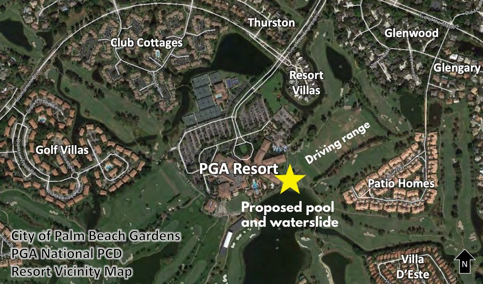 PGA National golf course Palm Beach Gardens plans for waterslide, pool