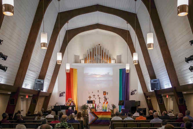 LGBTQ church celebrates anniversary with mortgage-burning ceremony
